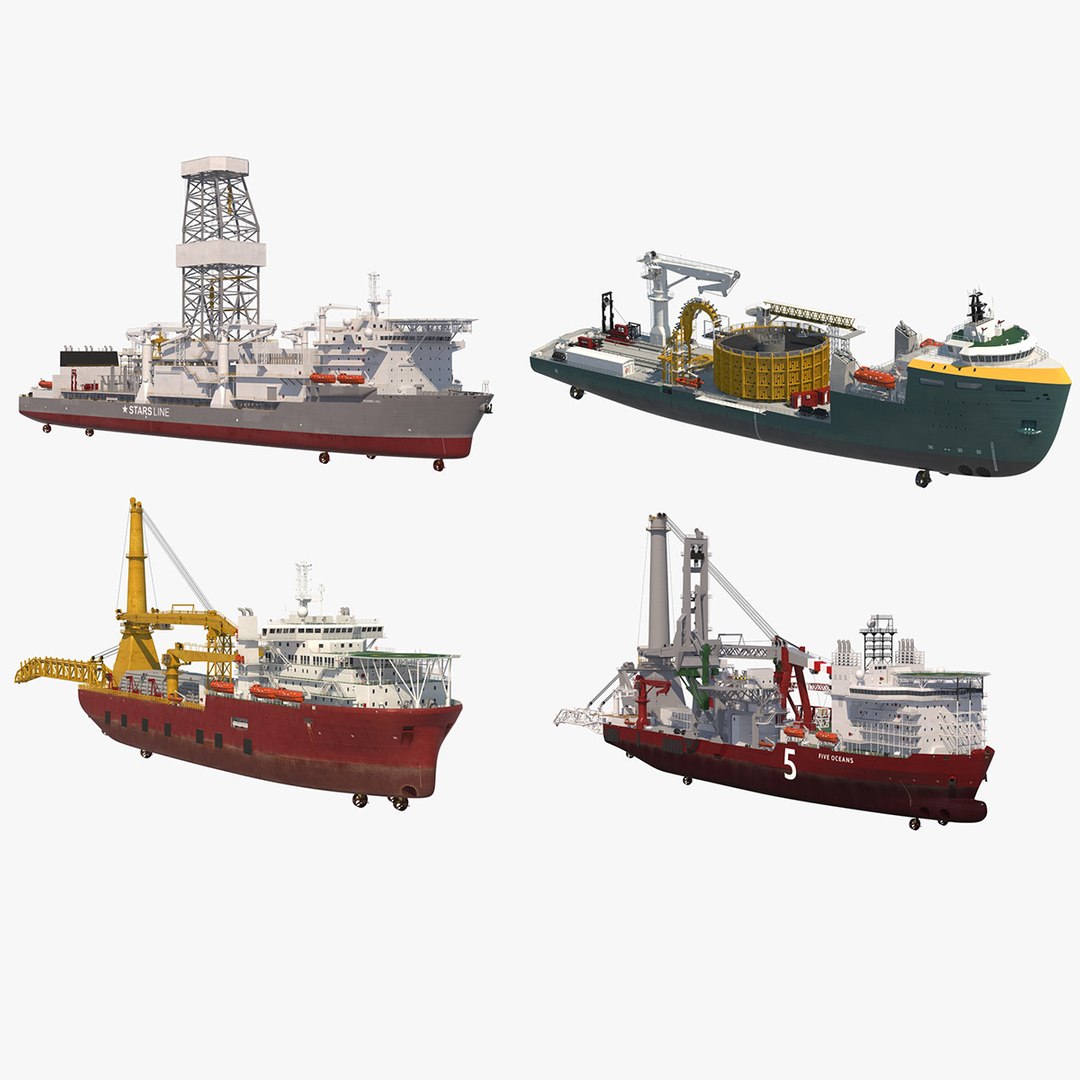 Vessels lay offshore 3D - TurboSquid 1241641