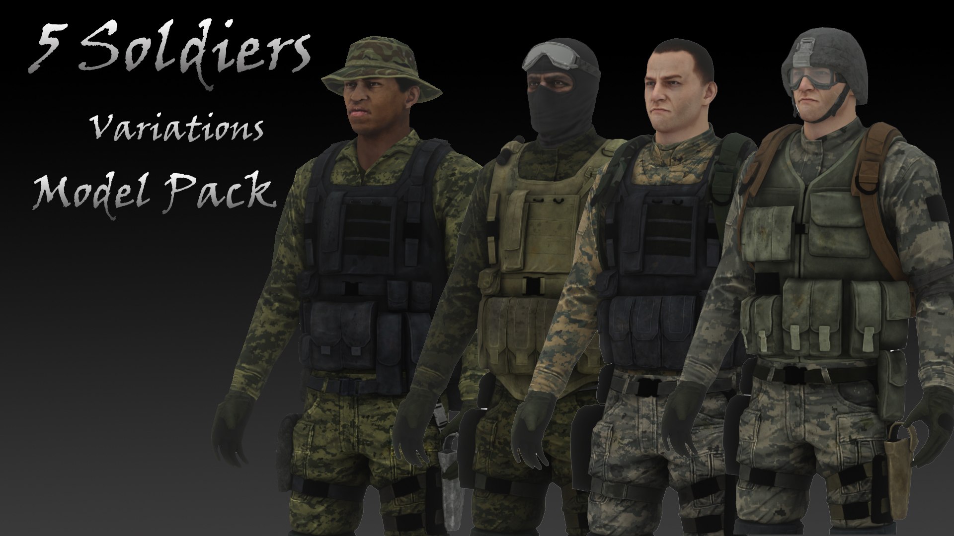 3D Army Soldiers Collection 4 Rigged Military Characters Model ...