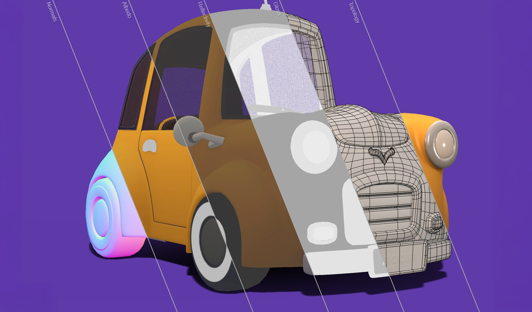 3D Mochi - Cute Yellow Cartoon Car - Low Poly Game Ready Vehicle ...