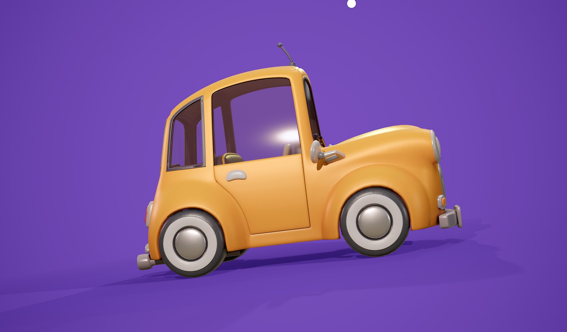 3D Mochi - Cute Yellow Cartoon Car - Low Poly Game Ready Vehicle ...