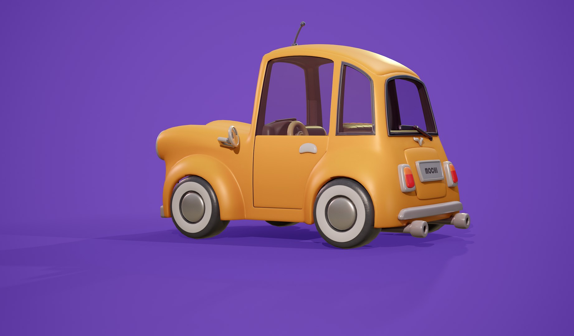3D Mochi - Cute Yellow Cartoon Car - Low Poly Game Ready Vehicle ...