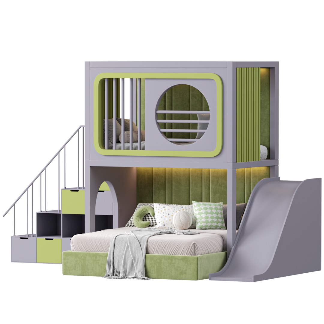 Designer Two Level Bed 3D Model - TurboSquid 2173376