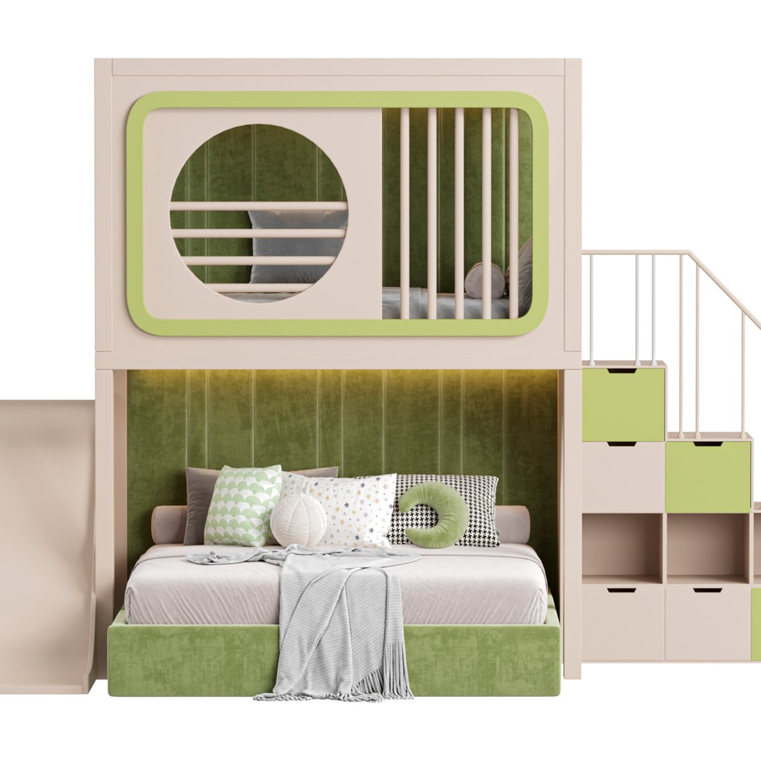 Designer Two Level Bed 3D Model - TurboSquid 2173376