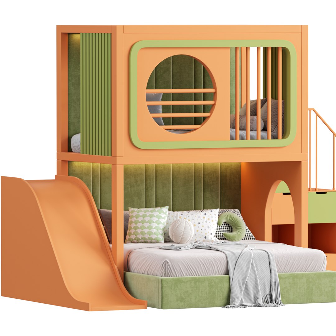 Designer Two Level Bed 3D Model - TurboSquid 2173376