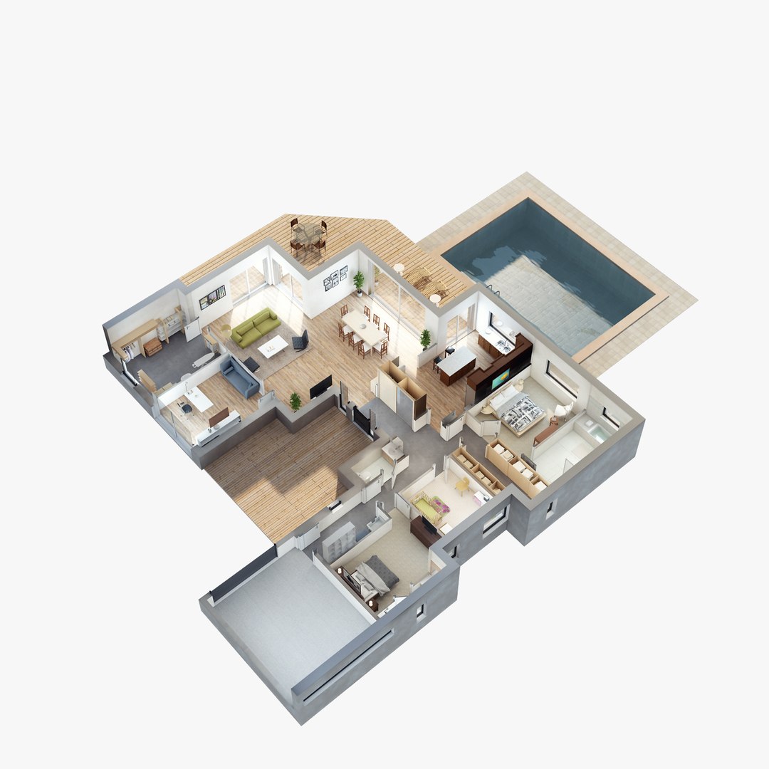 3D Lighting Floor Plan Scene Model - TurboSquid 1200746