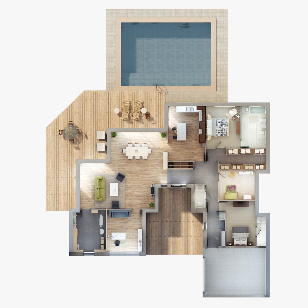 3D Lighting Floor Plan Scene Model - TurboSquid 1200746