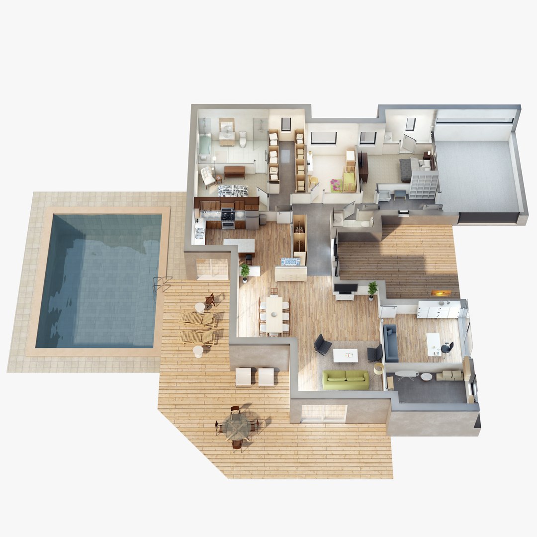 3D Lighting Floor Plan Scene Model - TurboSquid 1200746
