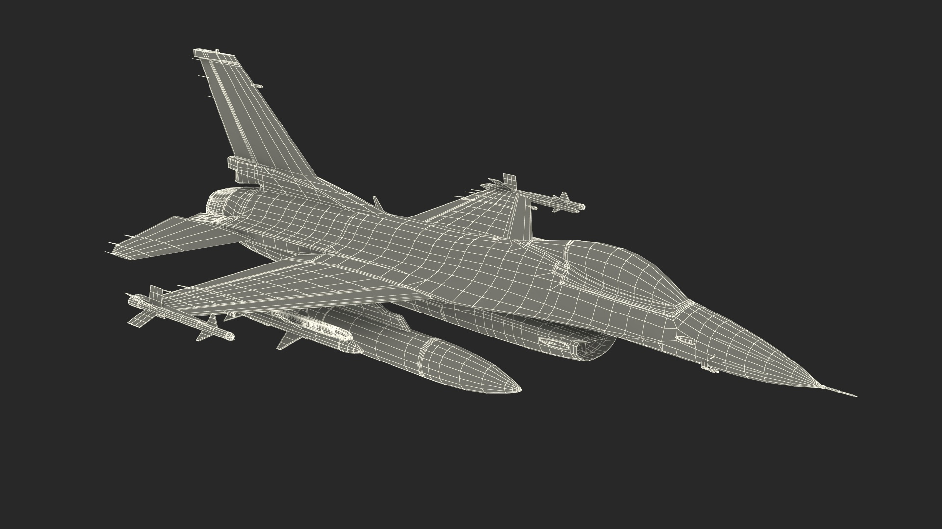 3D Fighter F-16 With Missile Launcher LAU-129 Rigged - TurboSquid 2287689
