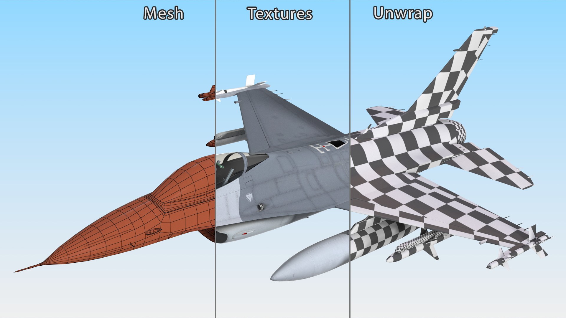 3D Fighter F-16 With Missile Launcher LAU-129 Rigged - TurboSquid 2287689