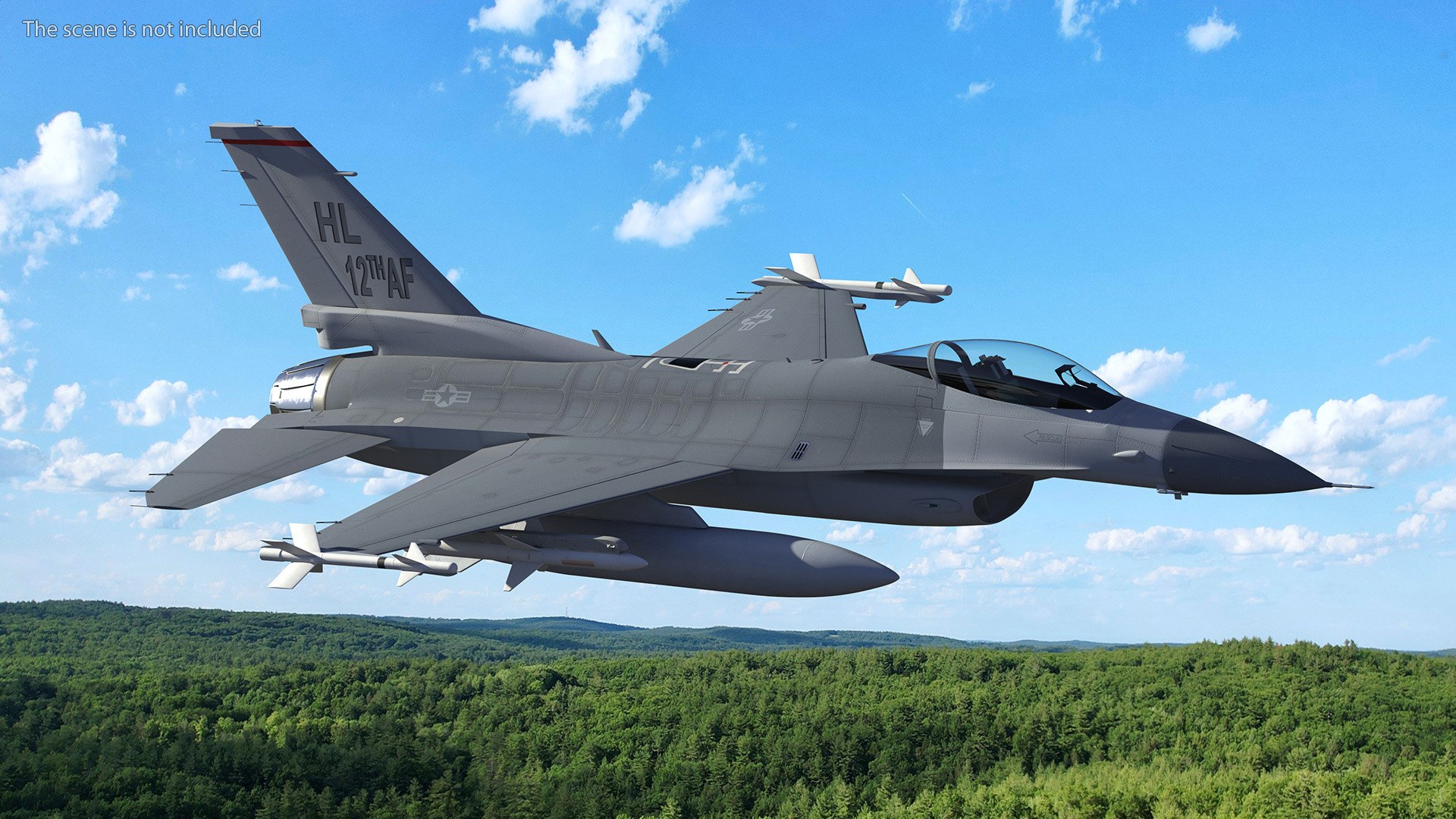 3D Fighter F-16 With Missile Launcher LAU-129 Rigged - TurboSquid 2287689