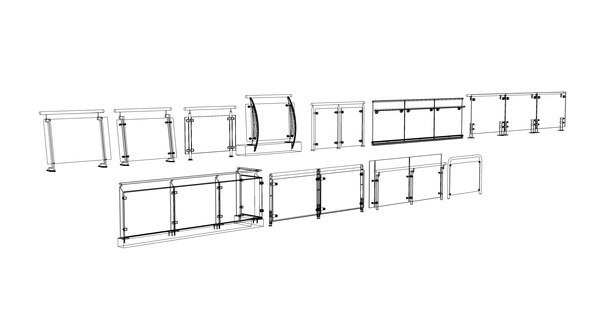 modelo 3d Stainless steel glass railing Balcony Glass on stainless ...