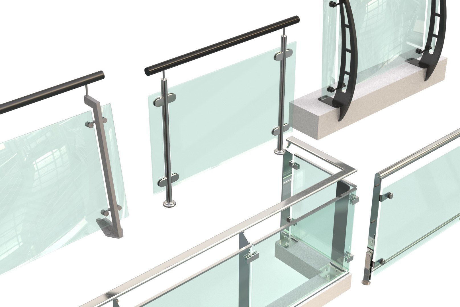 Stainless Steel Glass Railing Balcony Glass On Stainless Frames 3D ...