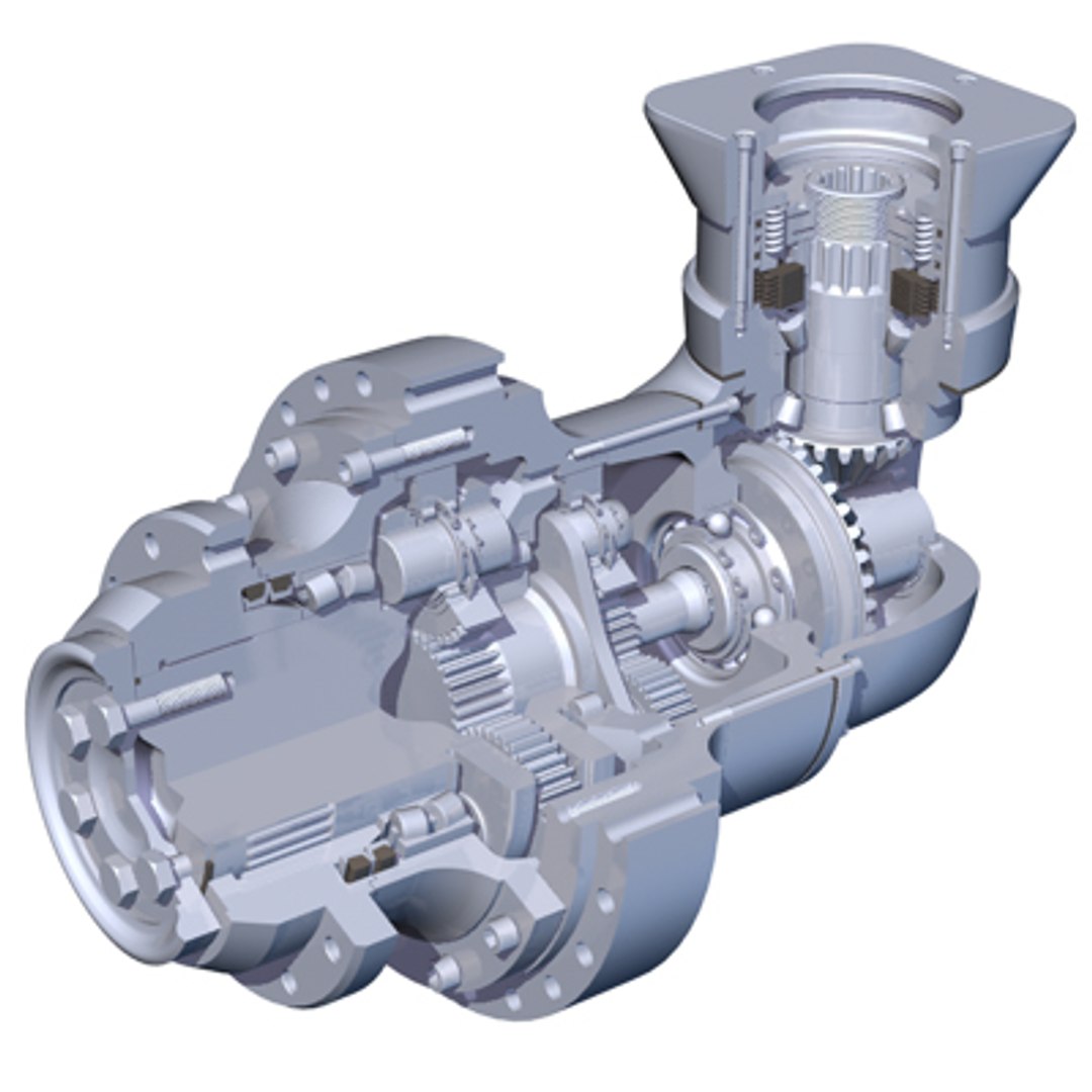 Cutaway Gearbox Gears 3d Model