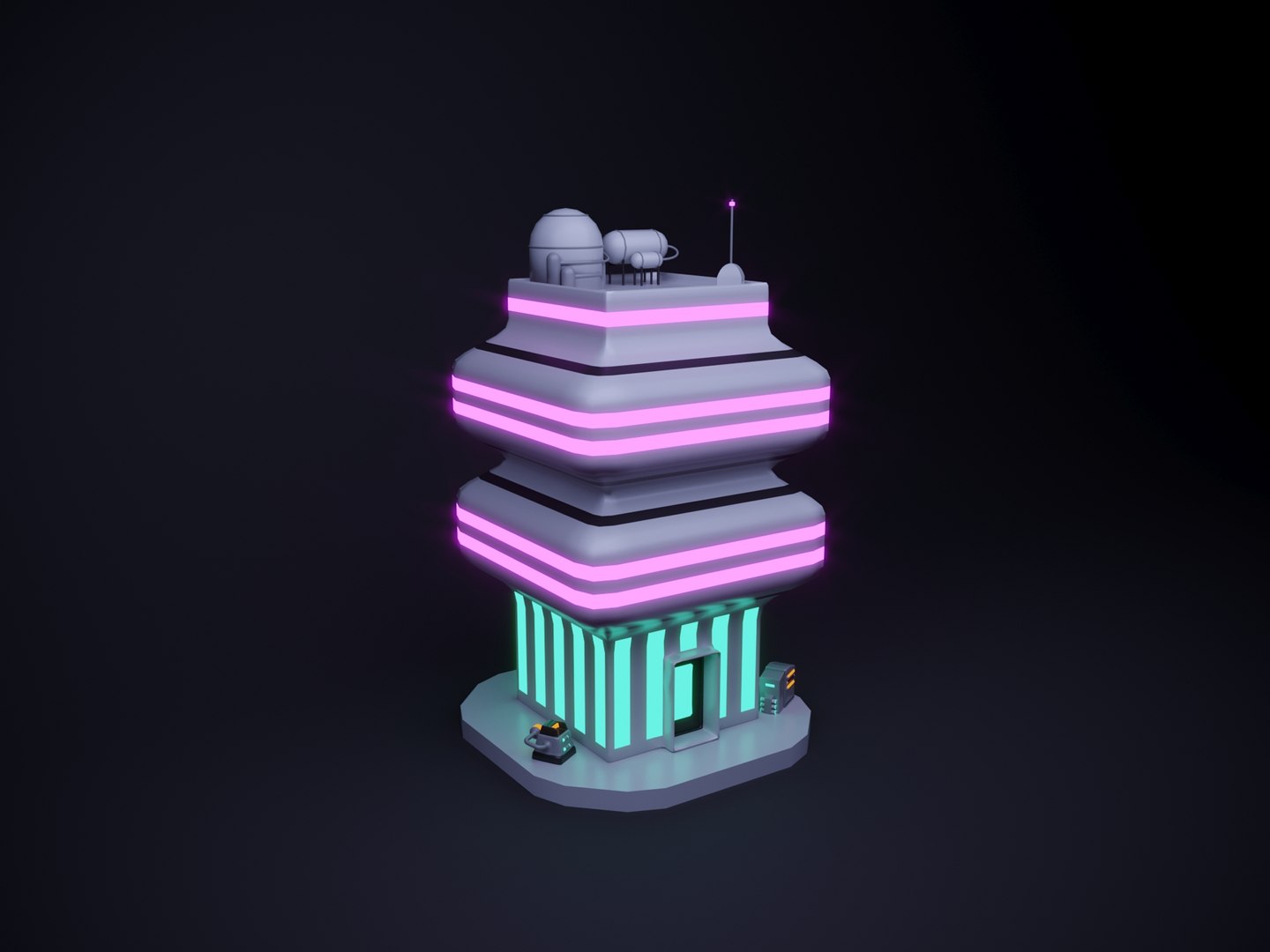 Cute Cartoon Sci-fi Futuristic Privat House Low Poly Variation 2 3D ...