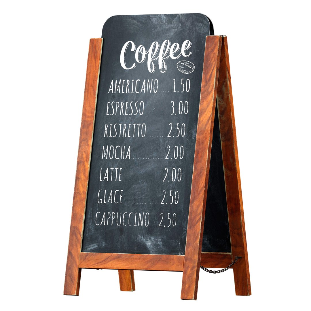 3D Wooden stand Chalk board for a cafe - TurboSquid 2026099