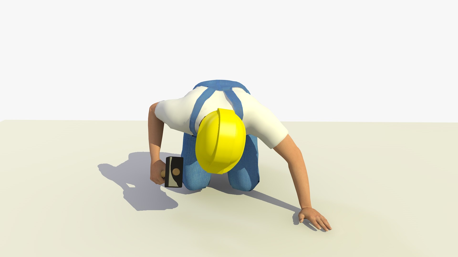 ANIMATED CONSTRUCTION WORKER USING A HAMMER KNEELING 3 Model ...