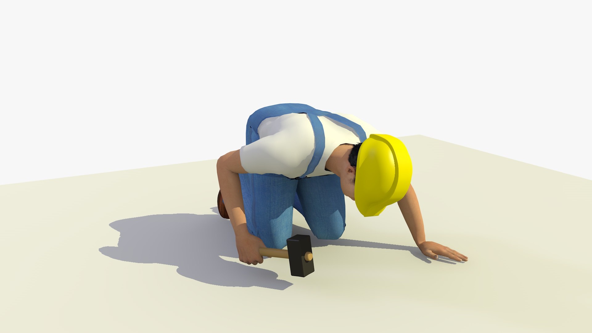ANIMATED CONSTRUCTION WORKER USING A HAMMER KNEELING 3 Model ...