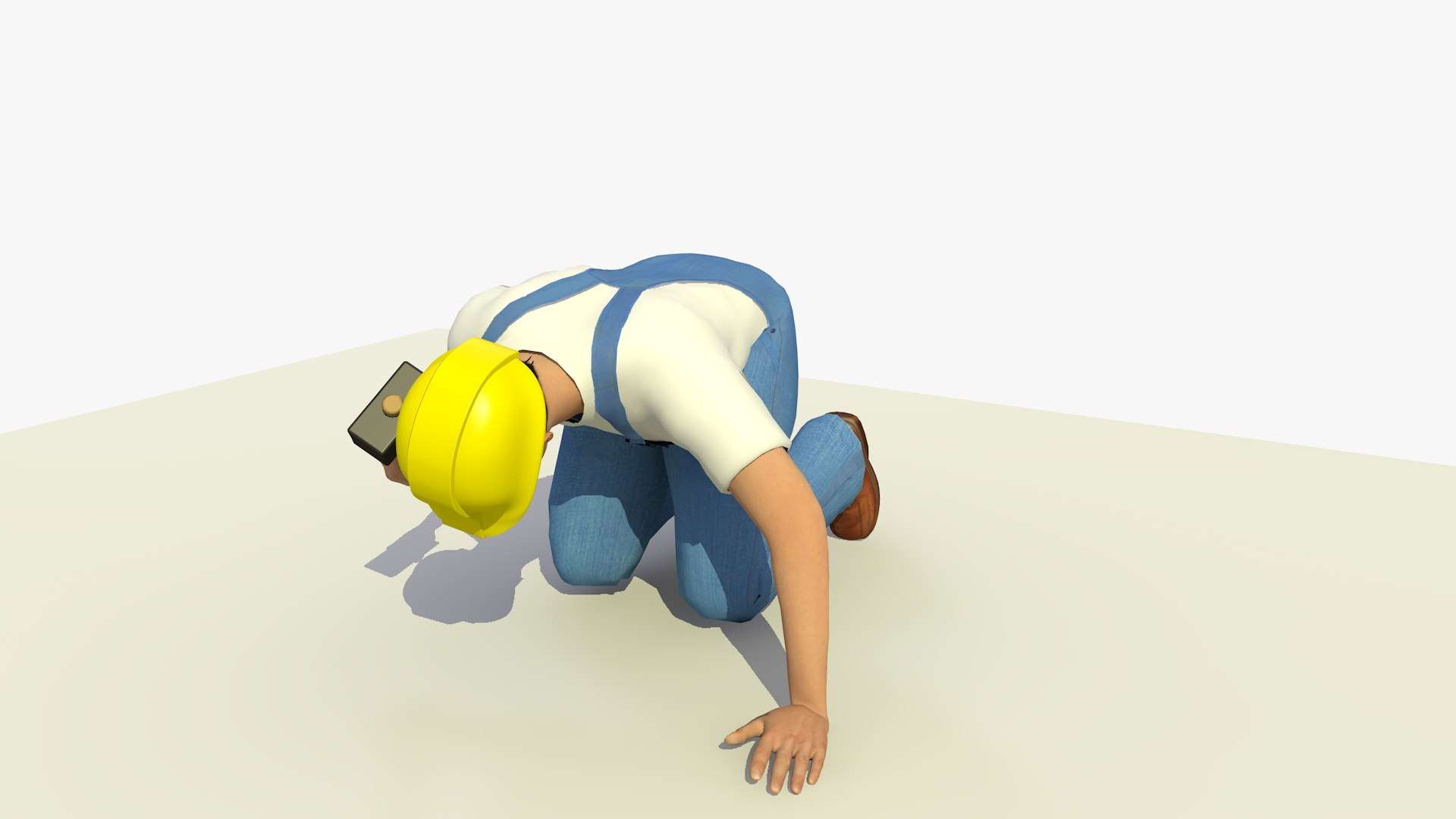 ANIMATED CONSTRUCTION WORKER USING A HAMMER KNEELING 3 Model ...