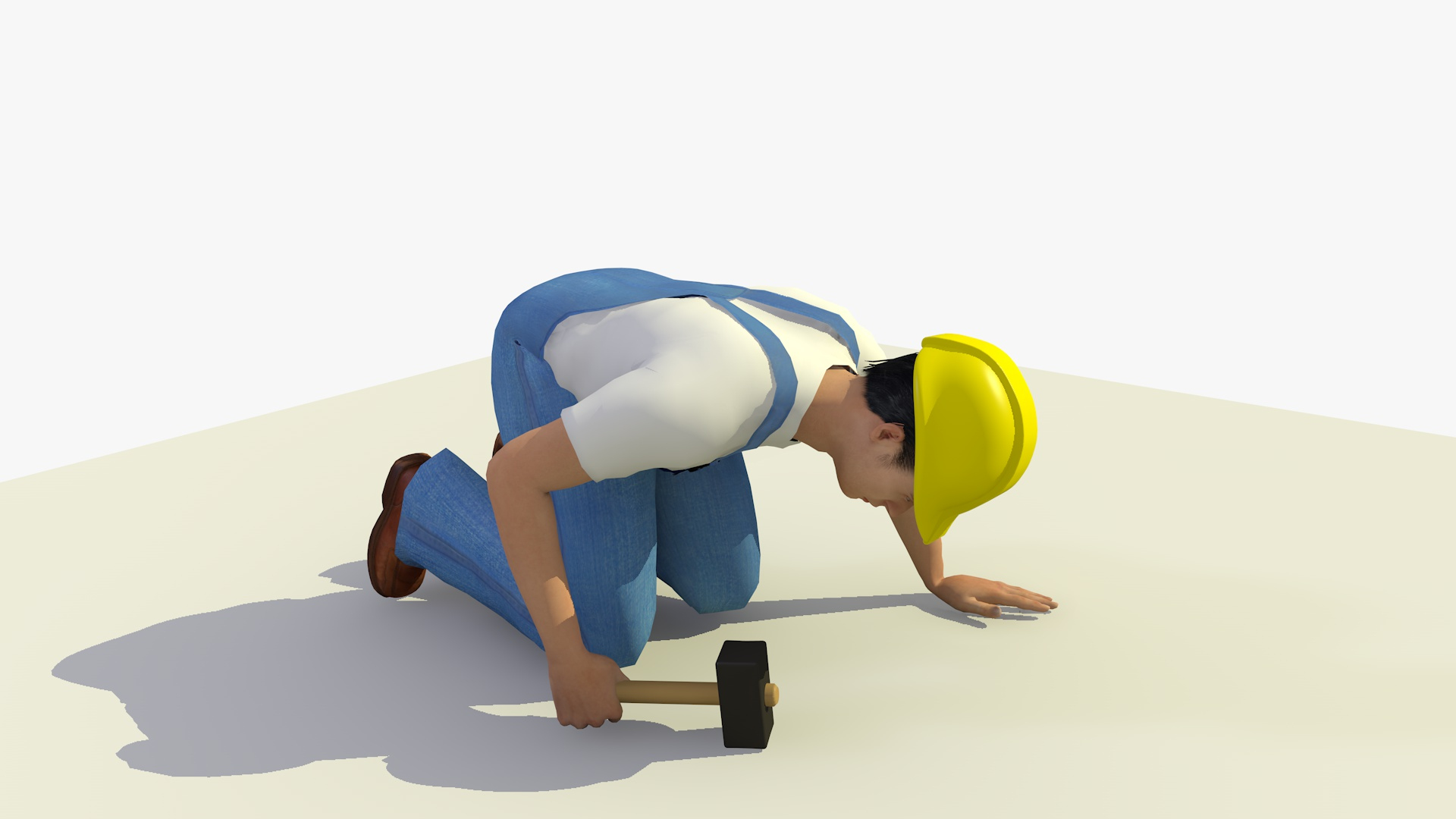 ANIMATED CONSTRUCTION WORKER USING A HAMMER KNEELING 3 Model ...