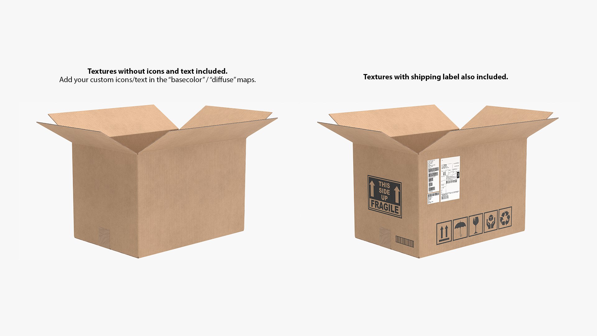 3D Cardboard Box 3 Open V1 - TurboSquid 2287076
