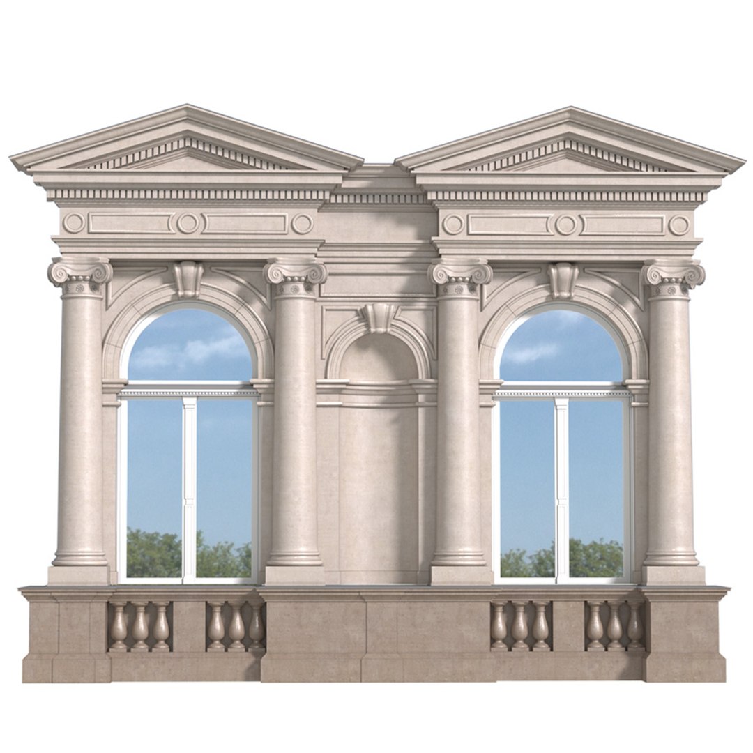3D Classic Facade With Pediment Model - TurboSquid 1763293