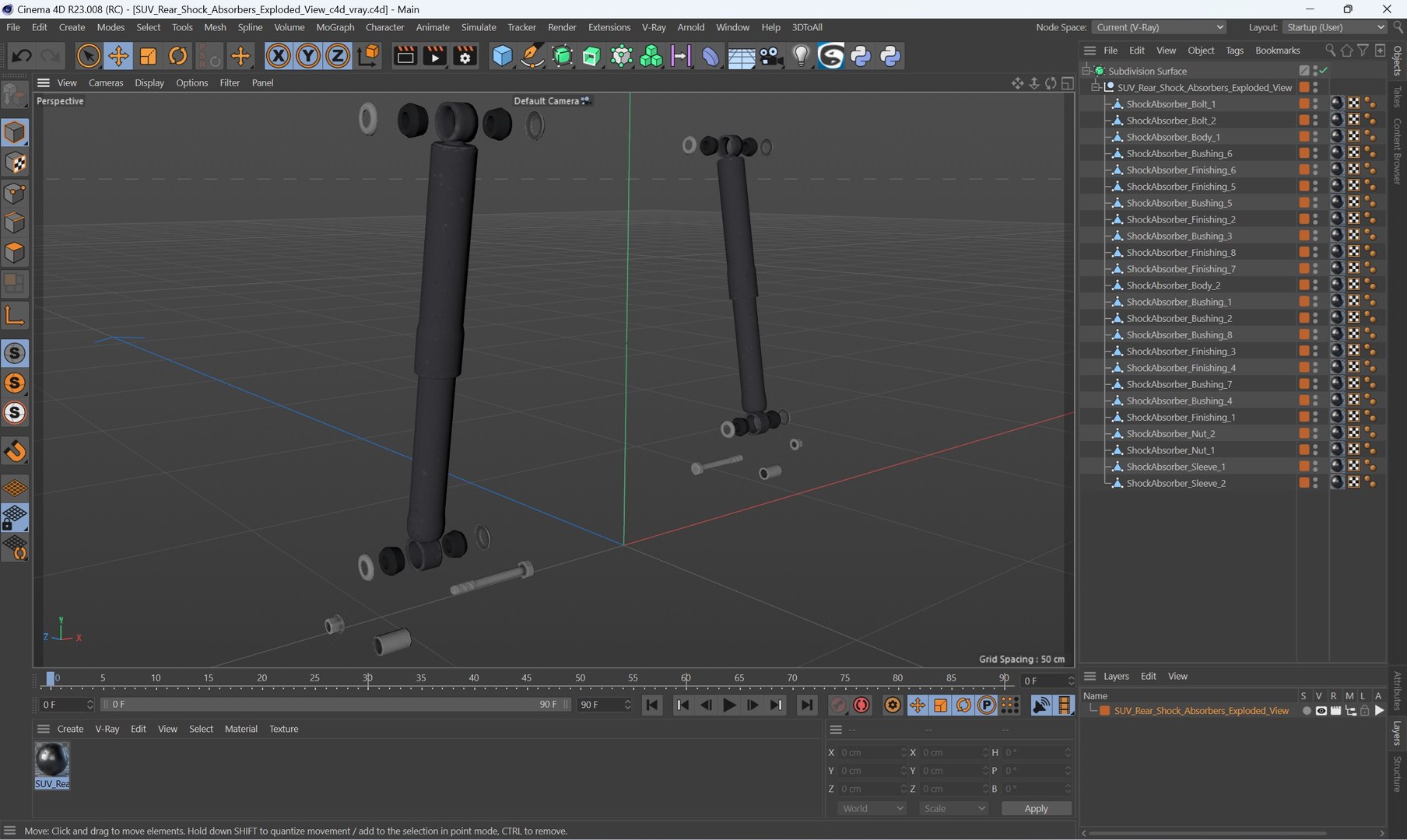 3D SUV Rear Shock Absorbers Exploded View Model - TurboSquid 2403653
