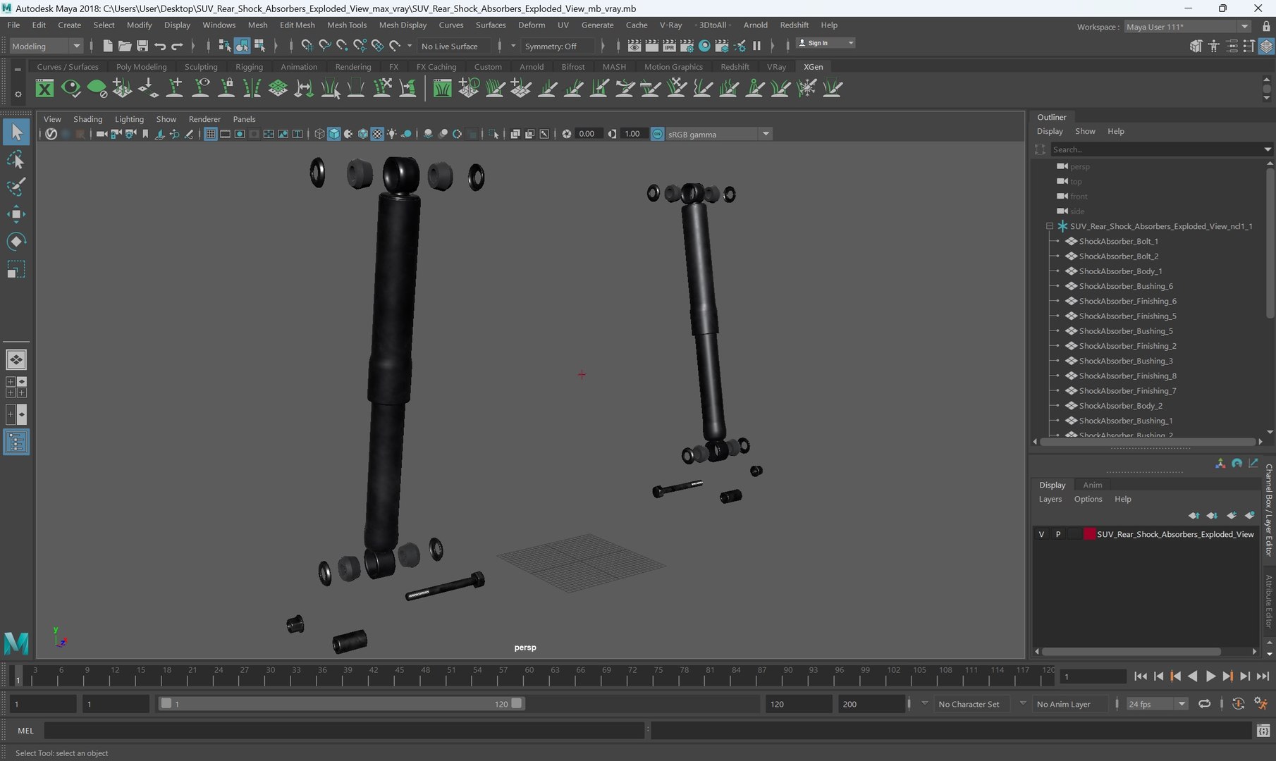 3D SUV Rear Shock Absorbers Exploded View Model - TurboSquid 2403653