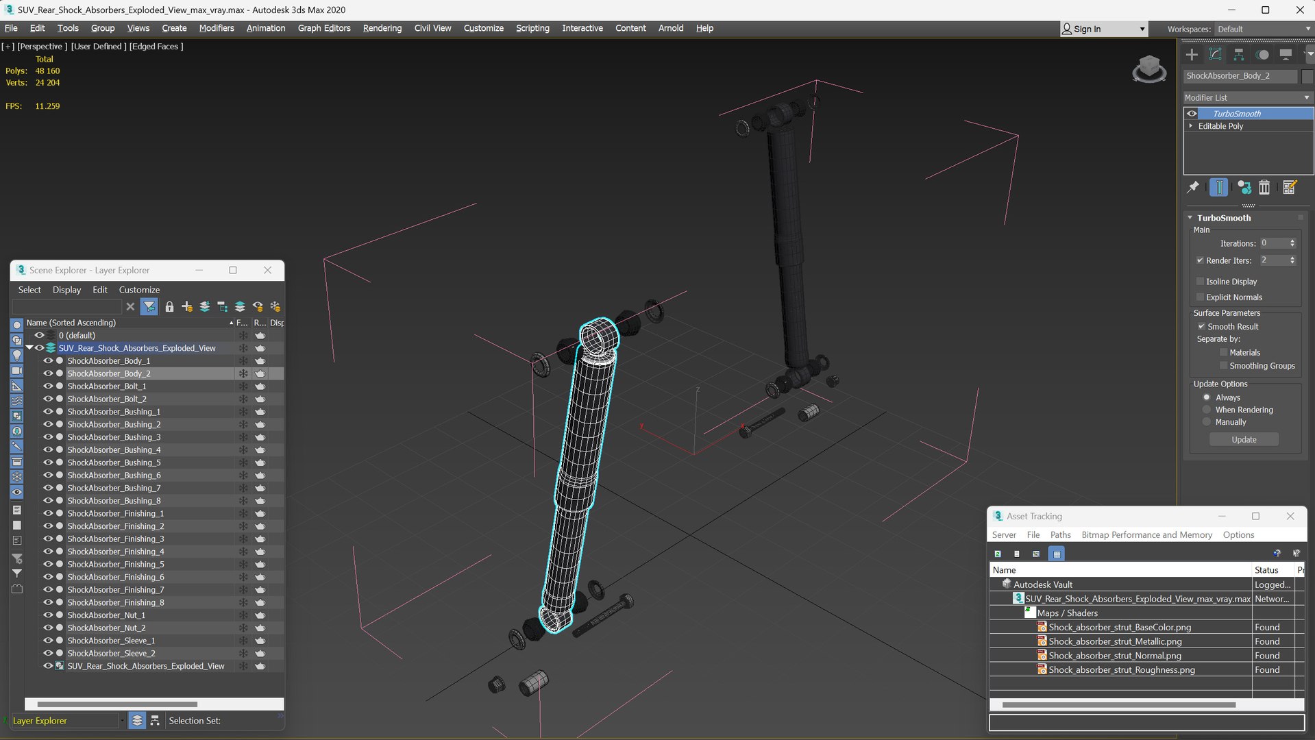 3D SUV Rear Shock Absorbers Exploded View Model - TurboSquid 2403653