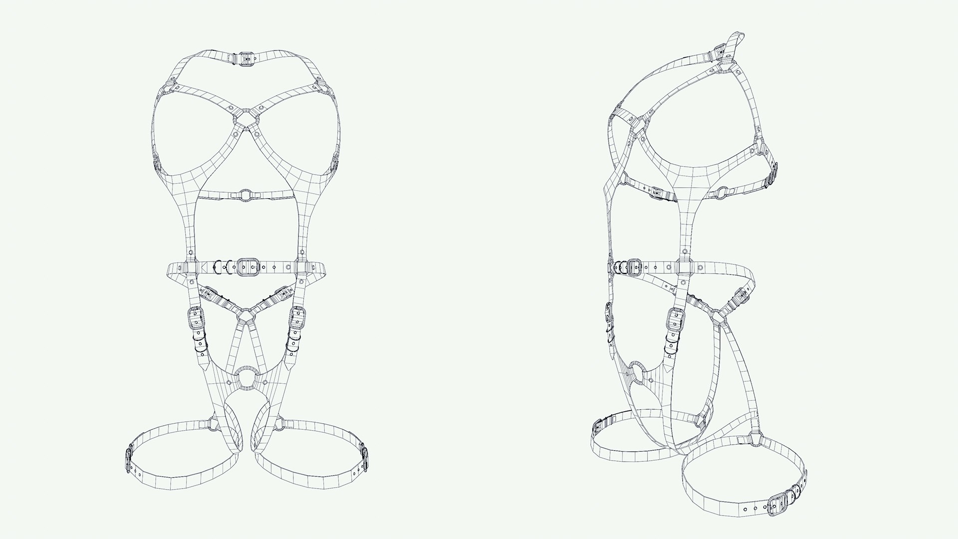 3D Five Leather Portupeya Harness Bdsm Bondage Set - TurboSquid 1861121