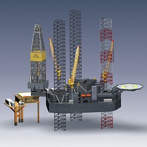 3d offshore semi-submersible oil rig model