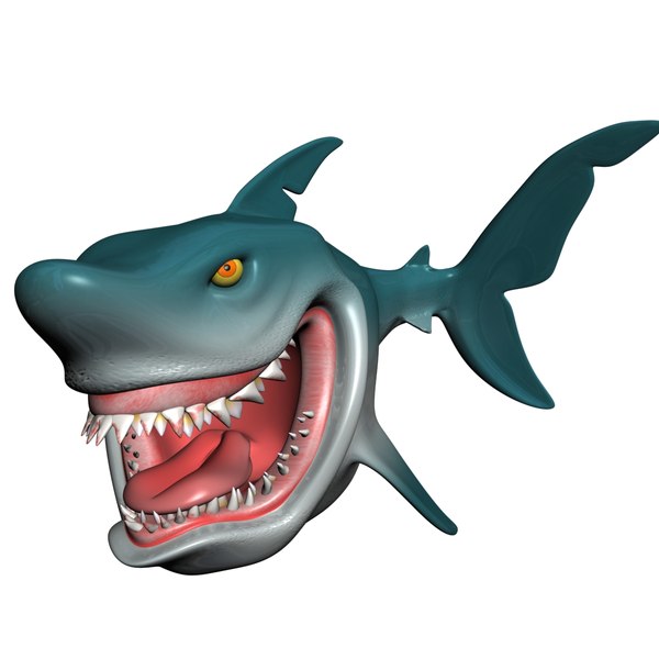 cartoon shark rigged animation 3d model