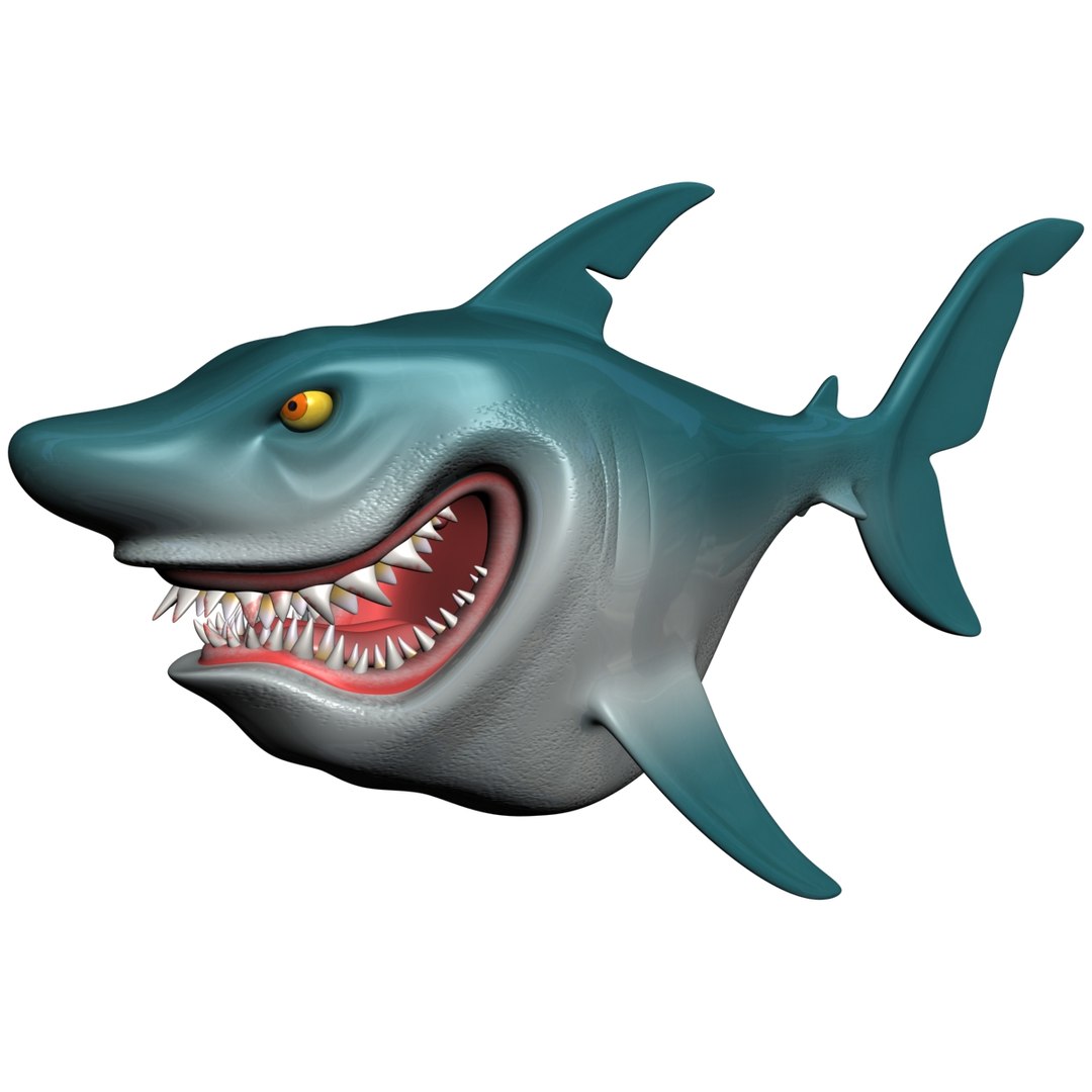 Cartoon Shark Rigged Animation 3d Model