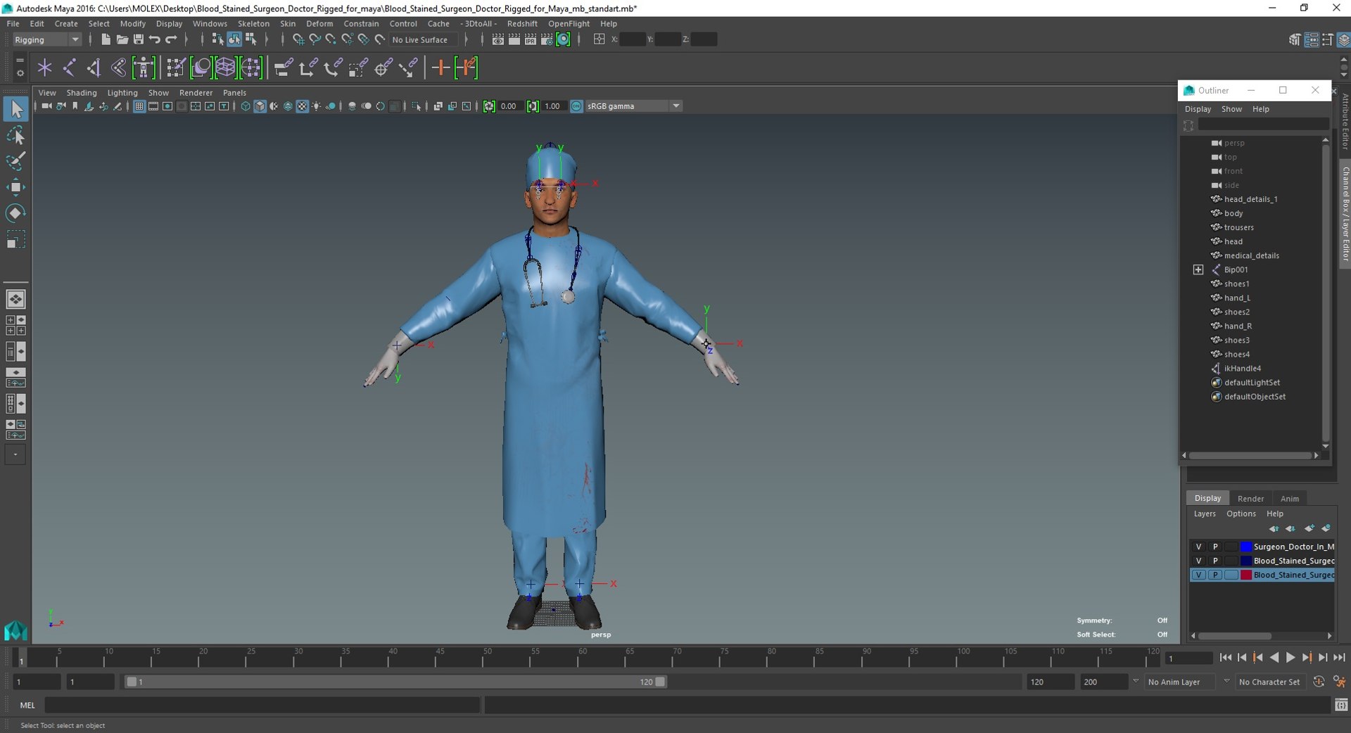 3D Blood Stained Surgeon Doctor Rigged for Maya model - TurboSquid 2164974