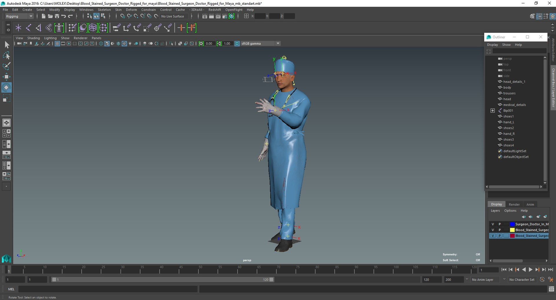 3D Blood Stained Surgeon Doctor Rigged for Maya model - TurboSquid 2164974