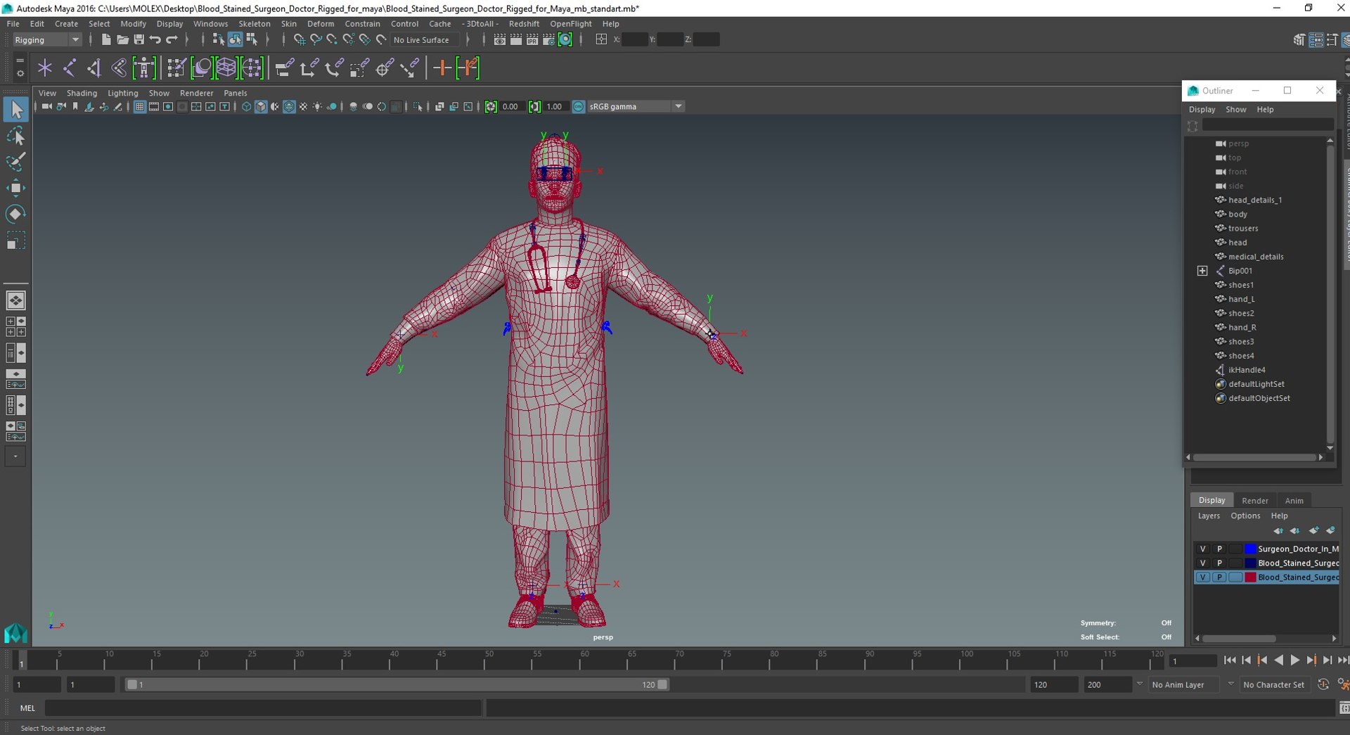3D Blood Stained Surgeon Doctor Rigged for Maya model - TurboSquid 2164974