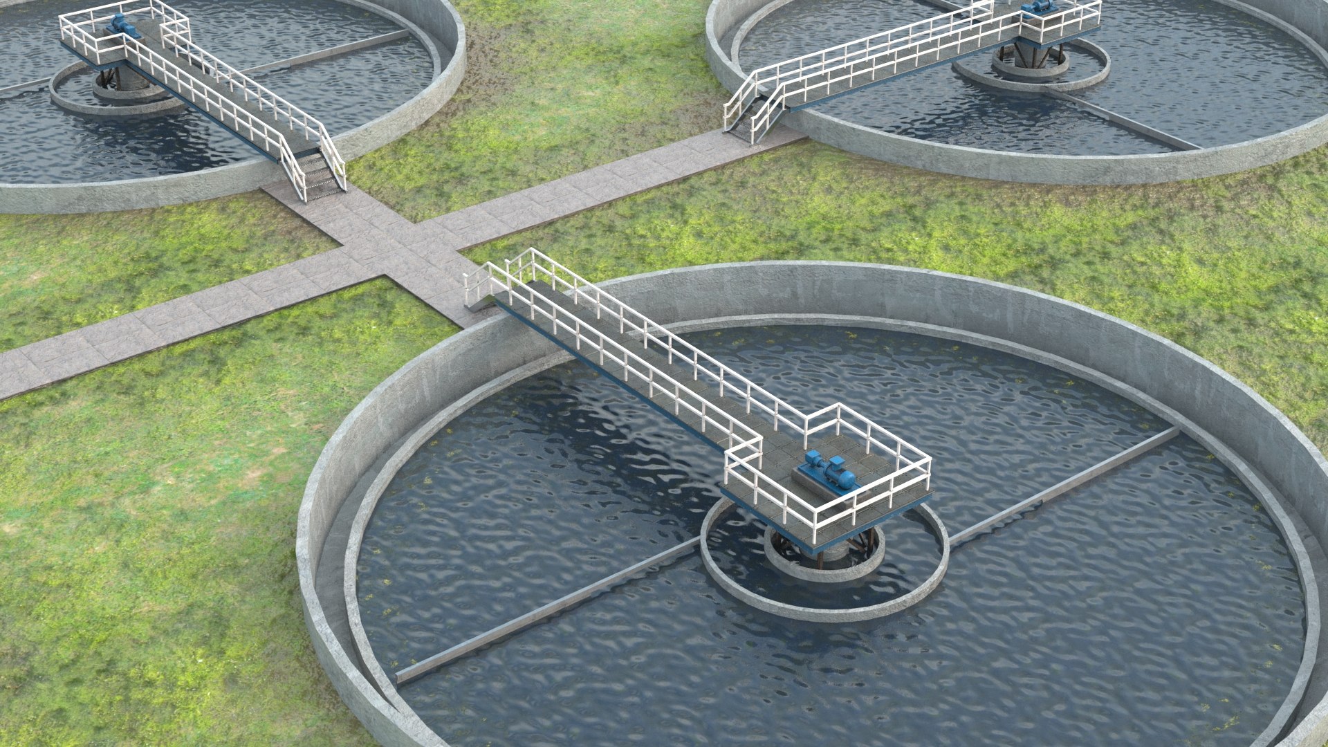 3D Model Waste Water Clarifiers PBR - TurboSquid 2249500