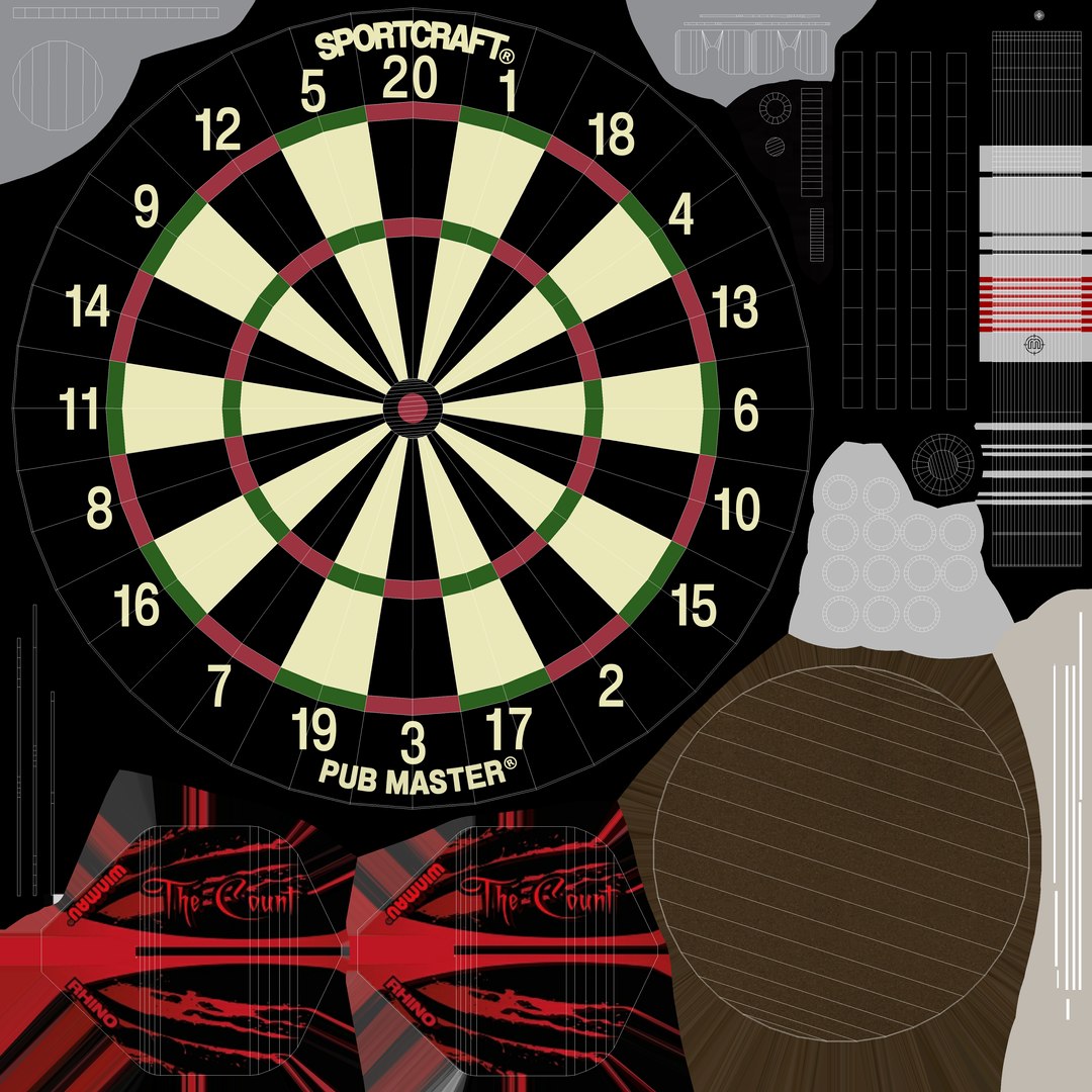 sportcraft dartboard darts 3d model