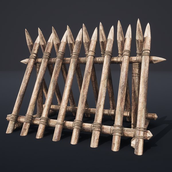 modelo 3d PALISADE WALL BARRIER BARRICADE DAM WOODEN MEDIEVAL VILLAGE ...