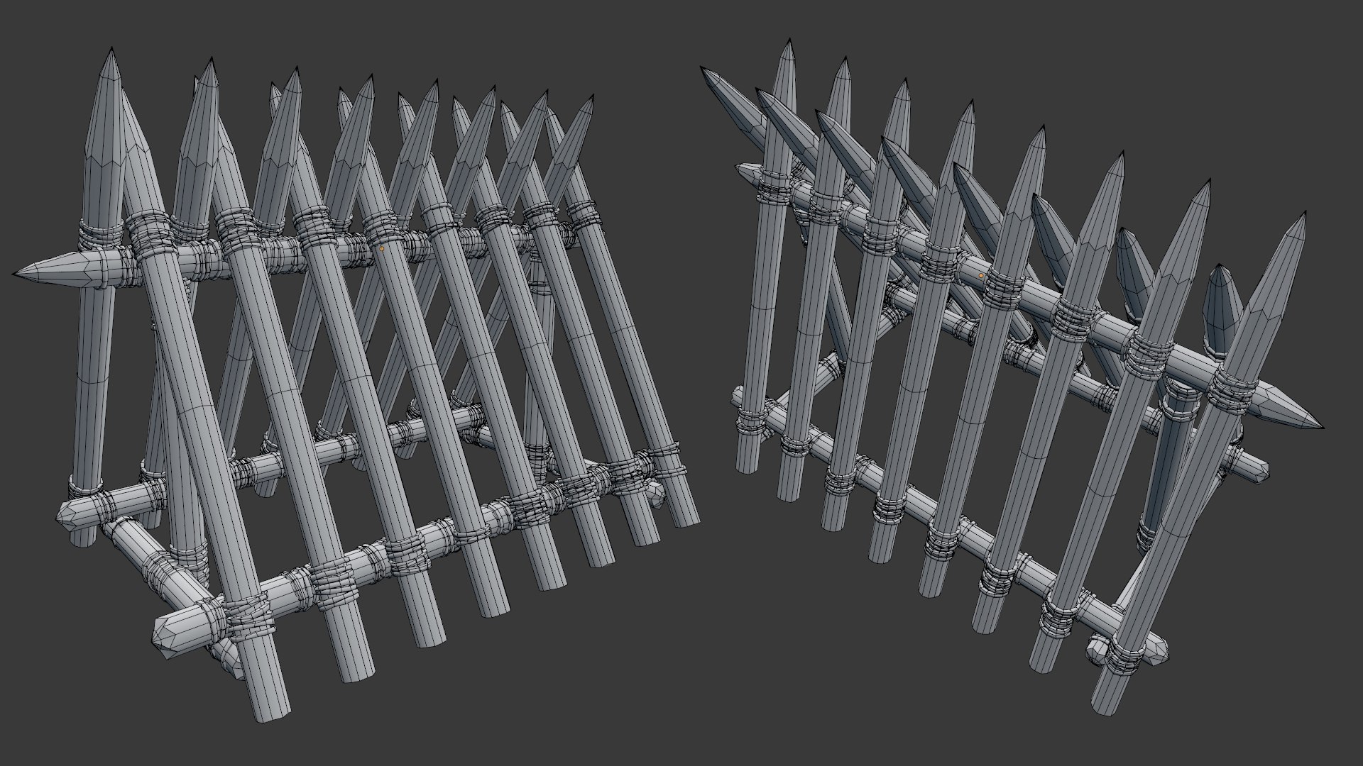 3D PALISADE WALL BARRIER BARRICADE DAM WOODEN MEDIEVAL VILLAGE FORT ...