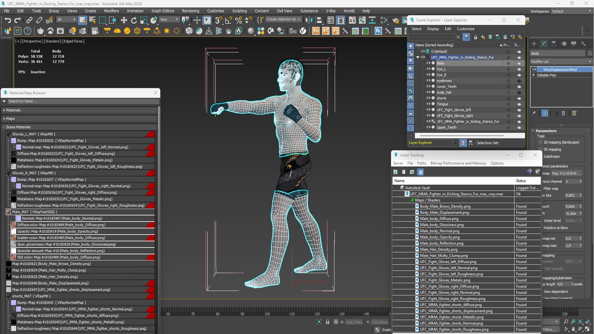 3D UFC MMA Fighter In Kicking Stance Fur Model - TurboSquid 2334003