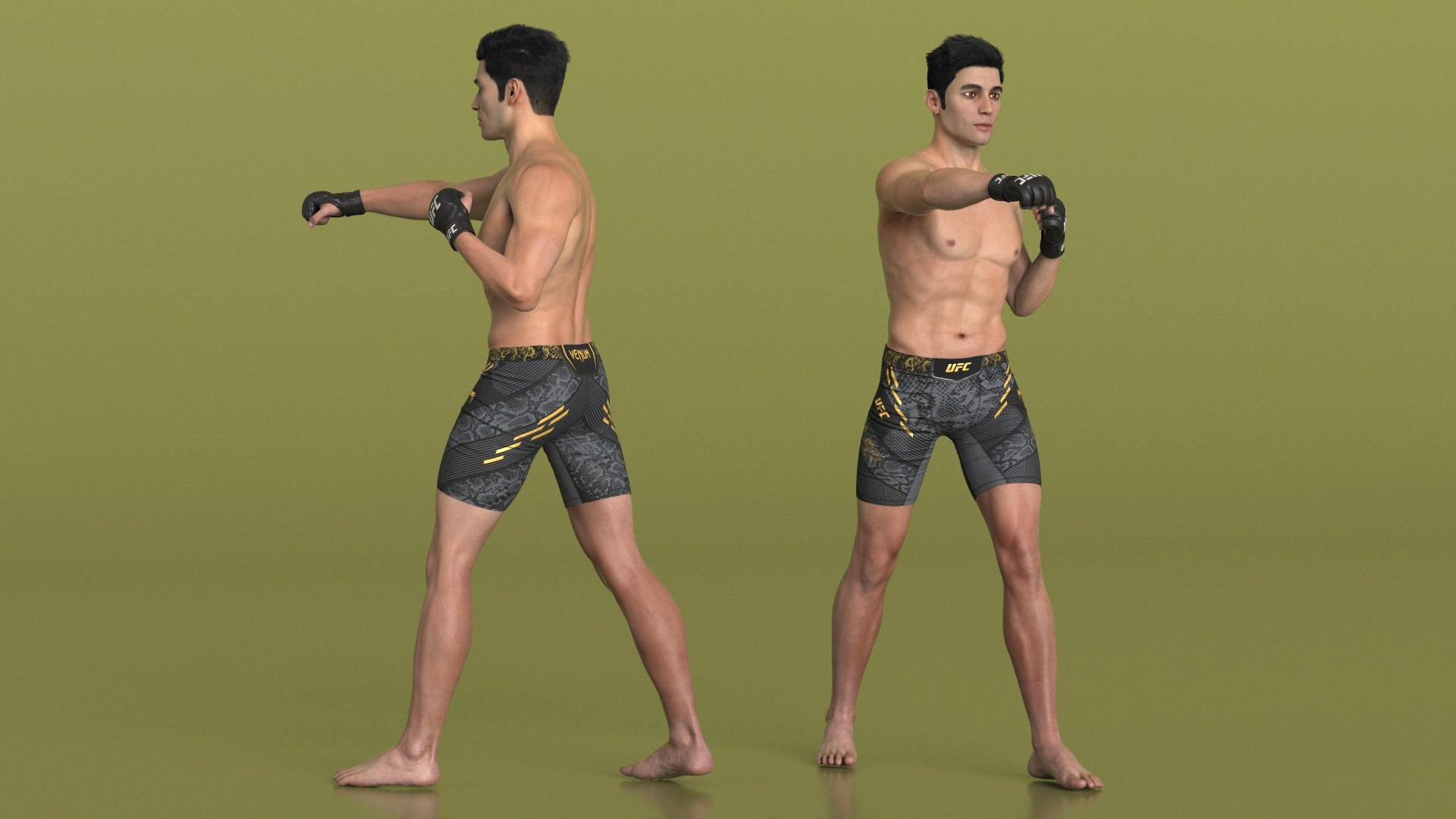 3D UFC MMA Fighter In Kicking Stance Fur Model - TurboSquid 2334003
