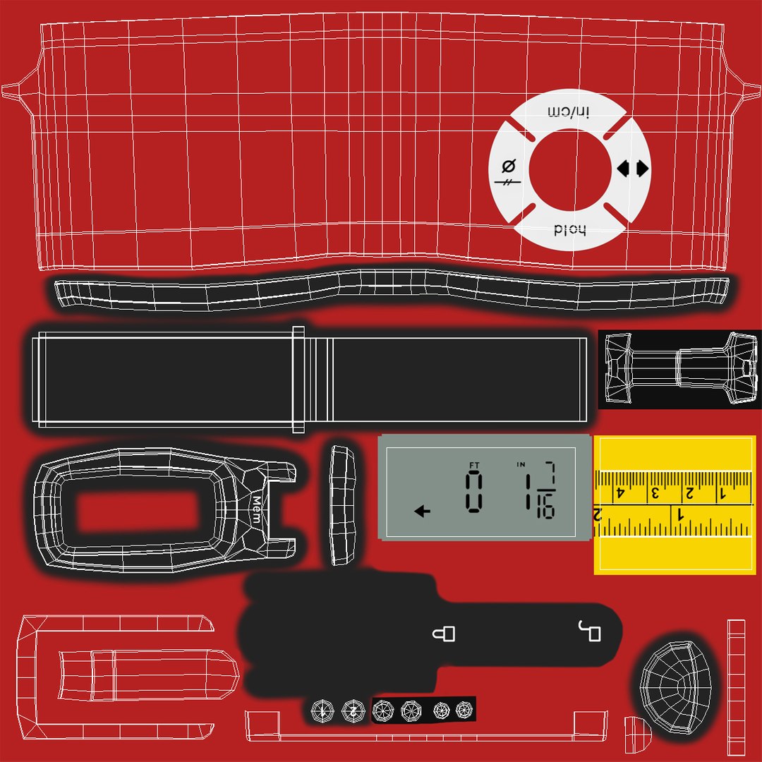 Digital Tape Measure Red 3d Model