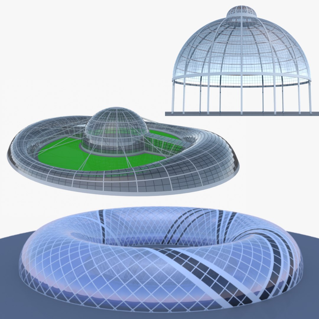 3D Dome glass buildings - TurboSquid 2147034