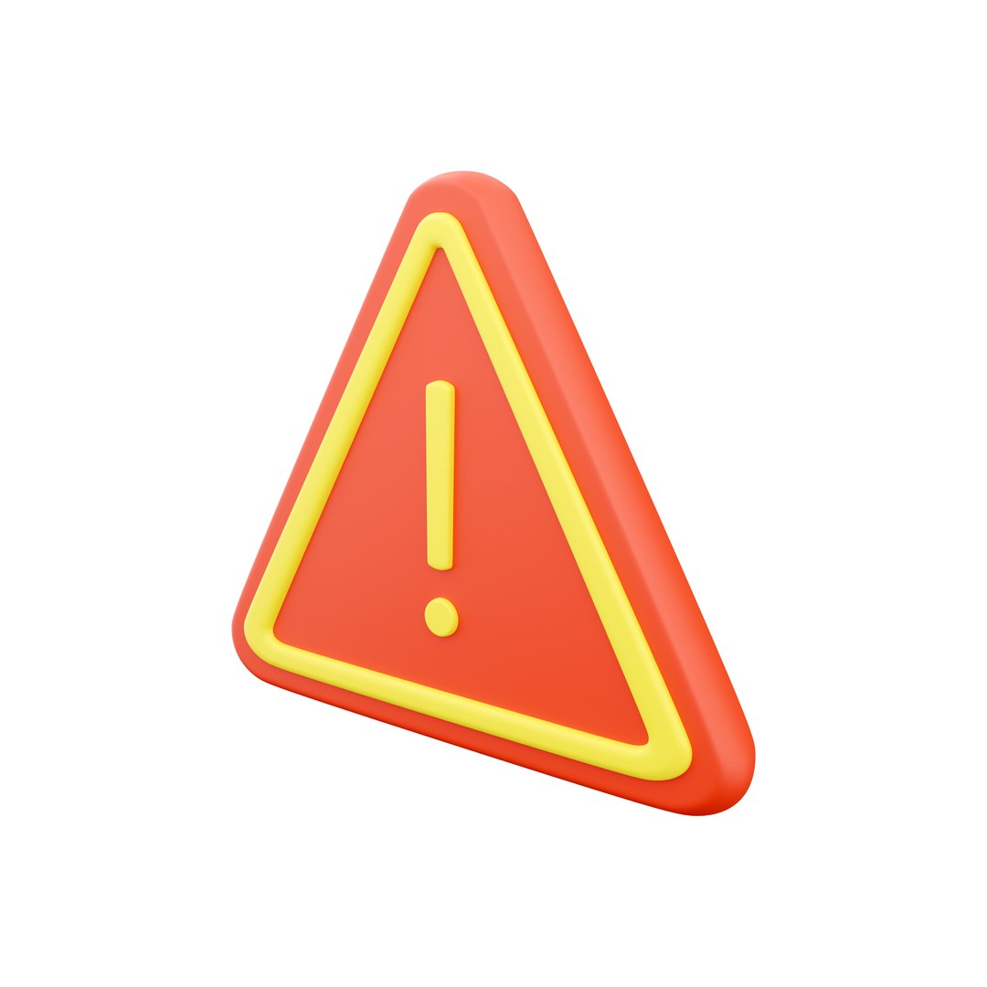 3D Model 3D Red Warning Sign Icon - TurboSquid 1935321