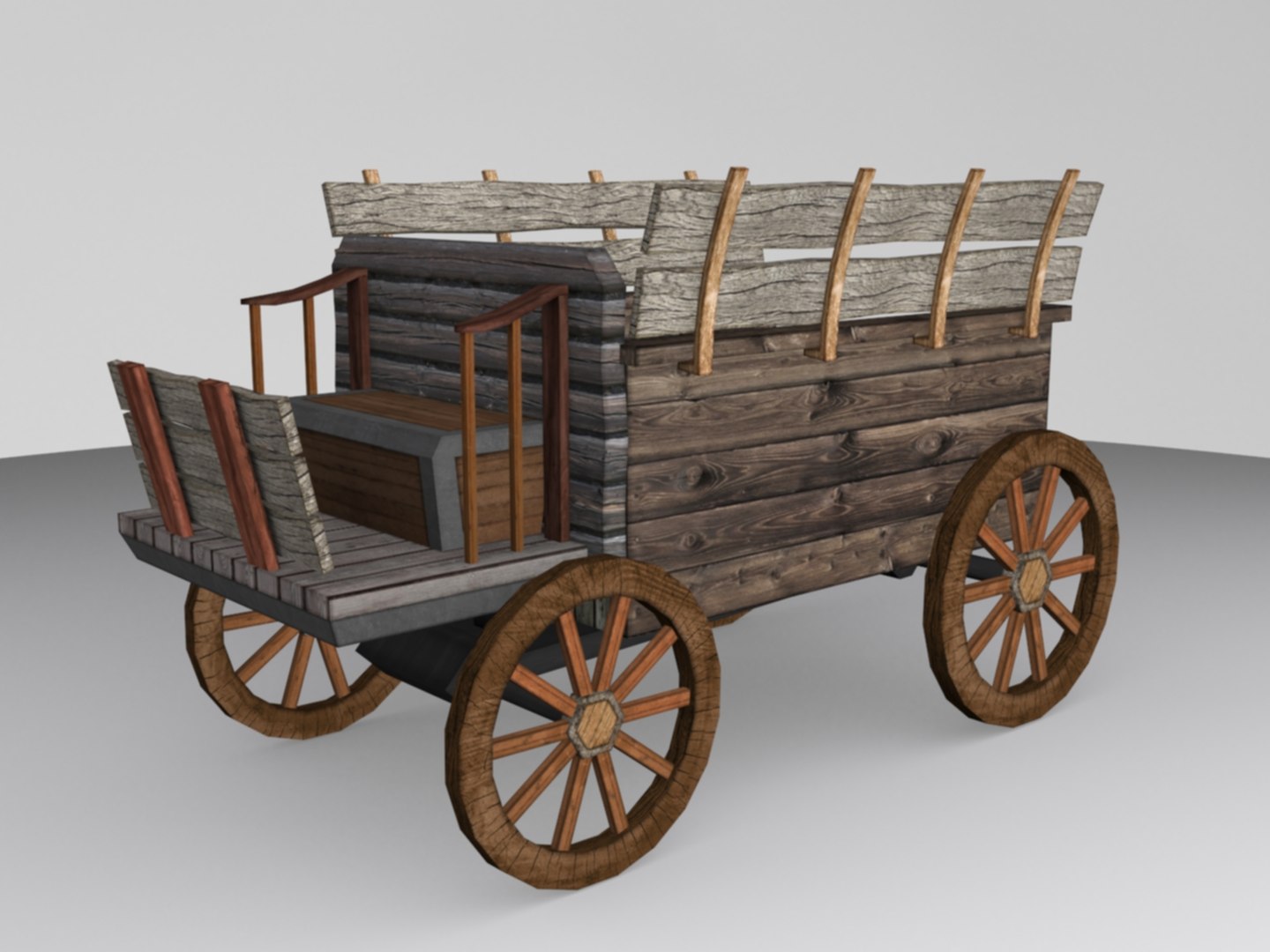Medieval Low-poly Carriage 3d Model