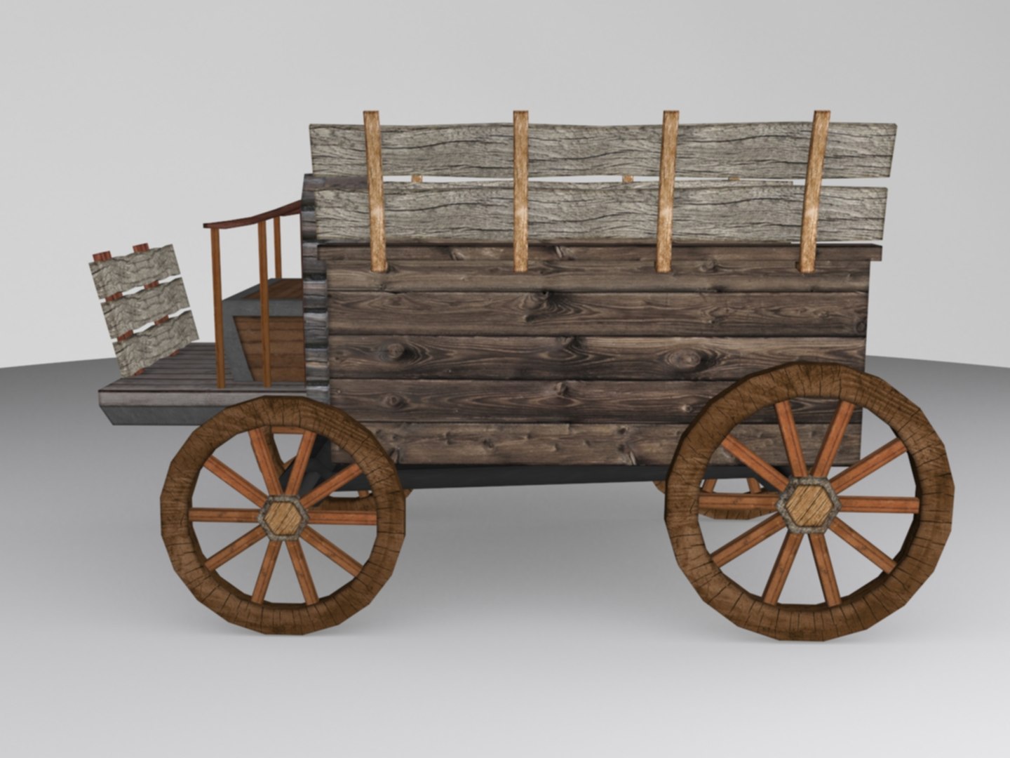 Medieval Low-poly Carriage 3d Model