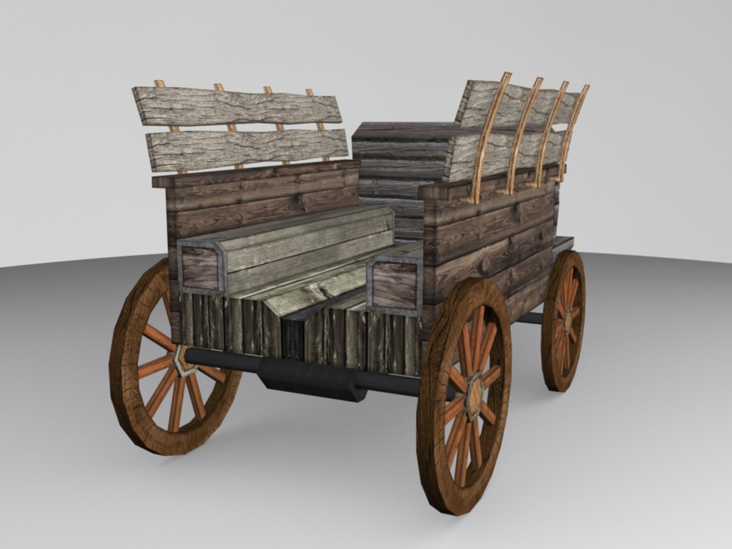 Medieval Low-poly Carriage 3d Model