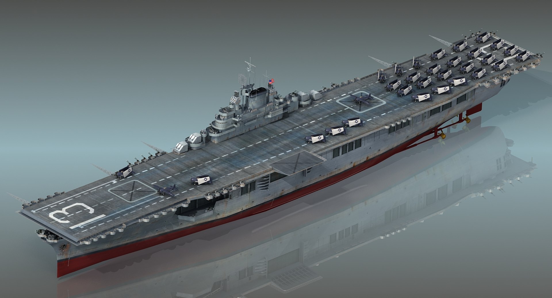 3D Uss Franklin Cv-13 Cv - TurboSquid 1413458
