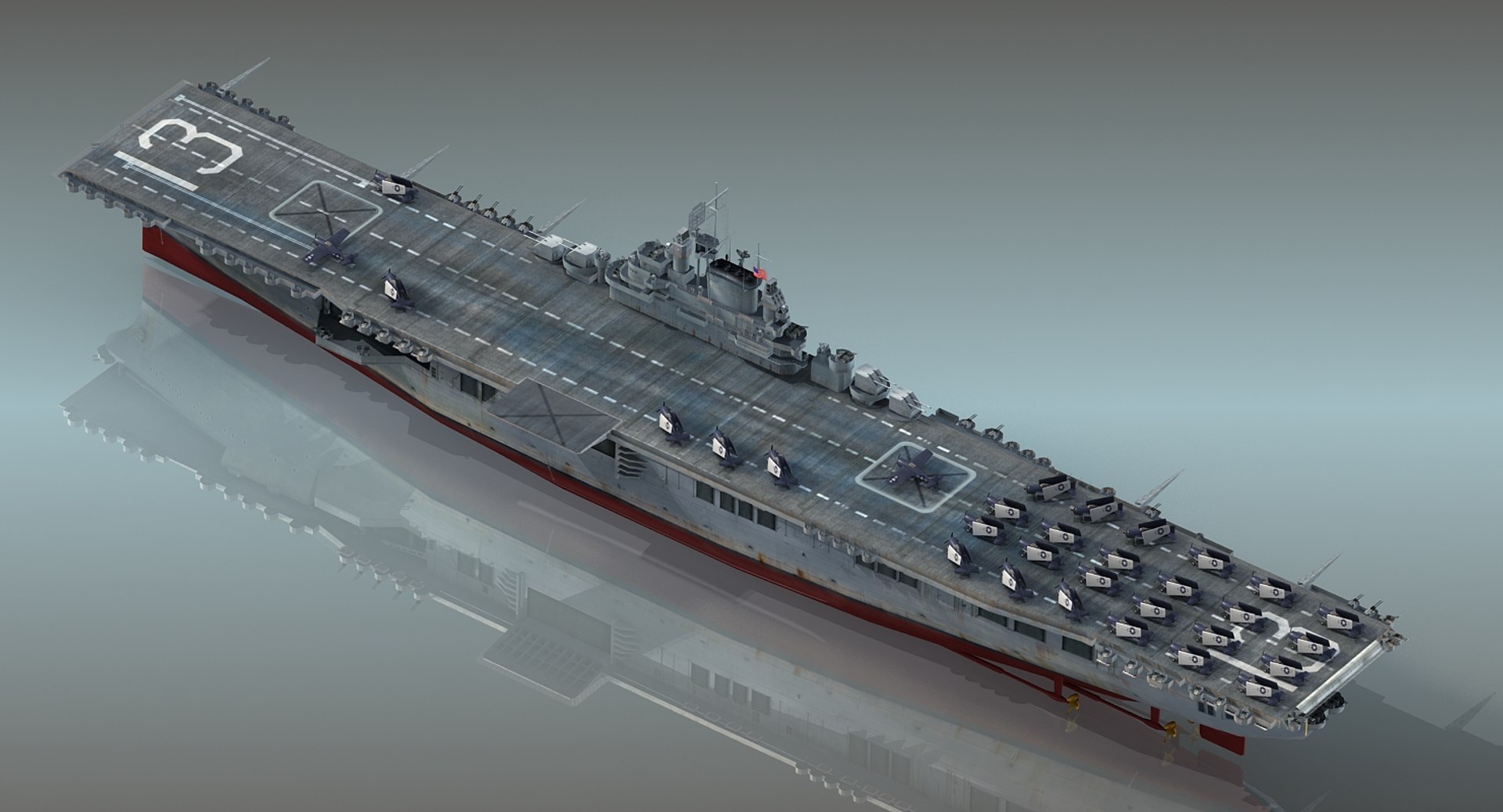 3D Uss Franklin Cv-13 Cv - TurboSquid 1413458