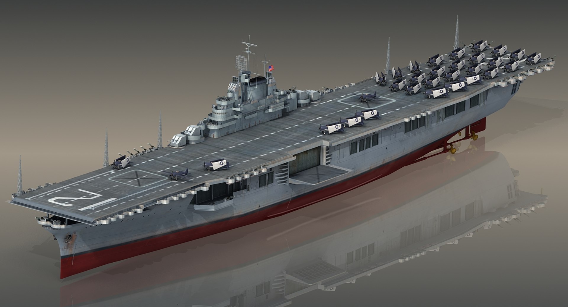 3D uss franklin cv-13 cv - TurboSquid 1413458